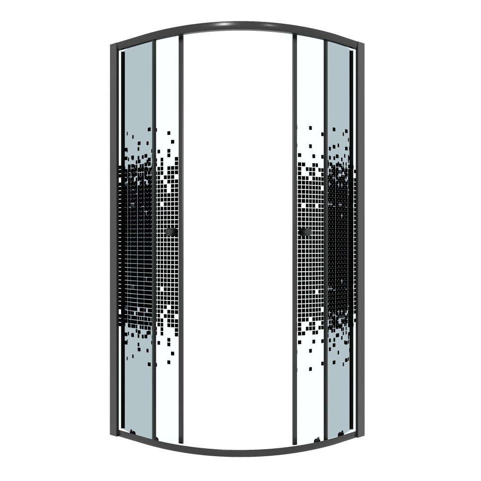 Душевое ограждение Niagara Eco NG-1003-14BLACK (80х80х190) четверть круга, раздвижное, черный, стекло мозаика,1 место