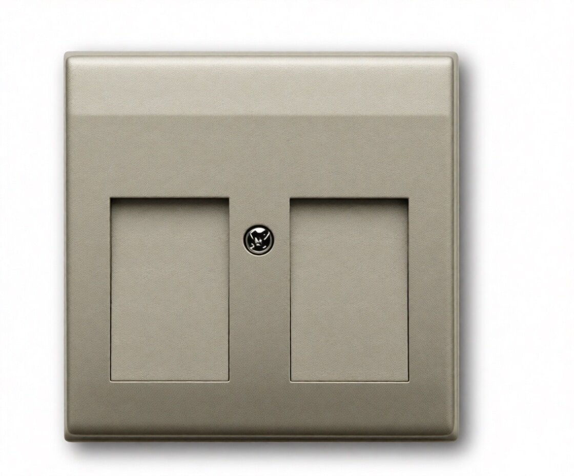 Телекоммуникационная розетка ABB Basic 55 2CKA001710A3941 с защитными шторками и крышкой, бежевая