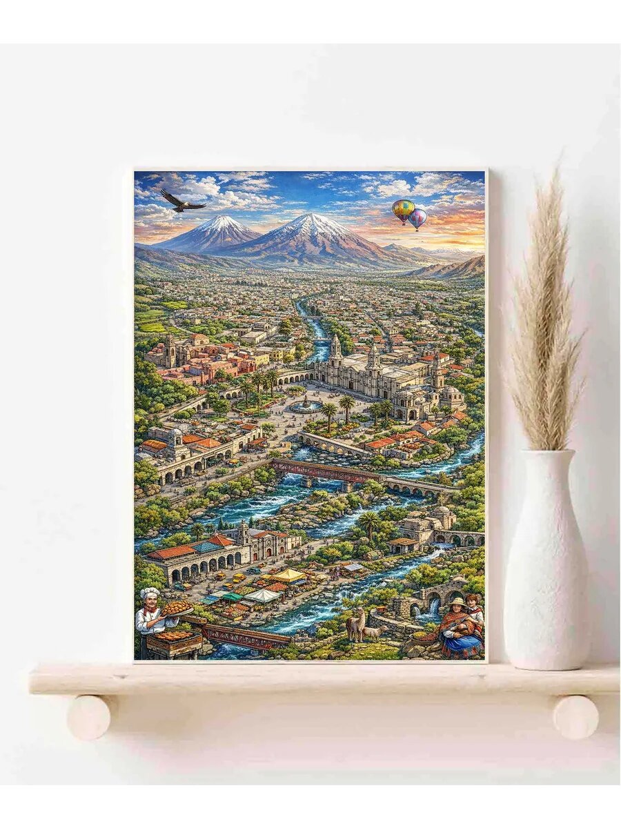 Арекипа, Перу, Fantasy Map, Карта, Плакат 30x42см