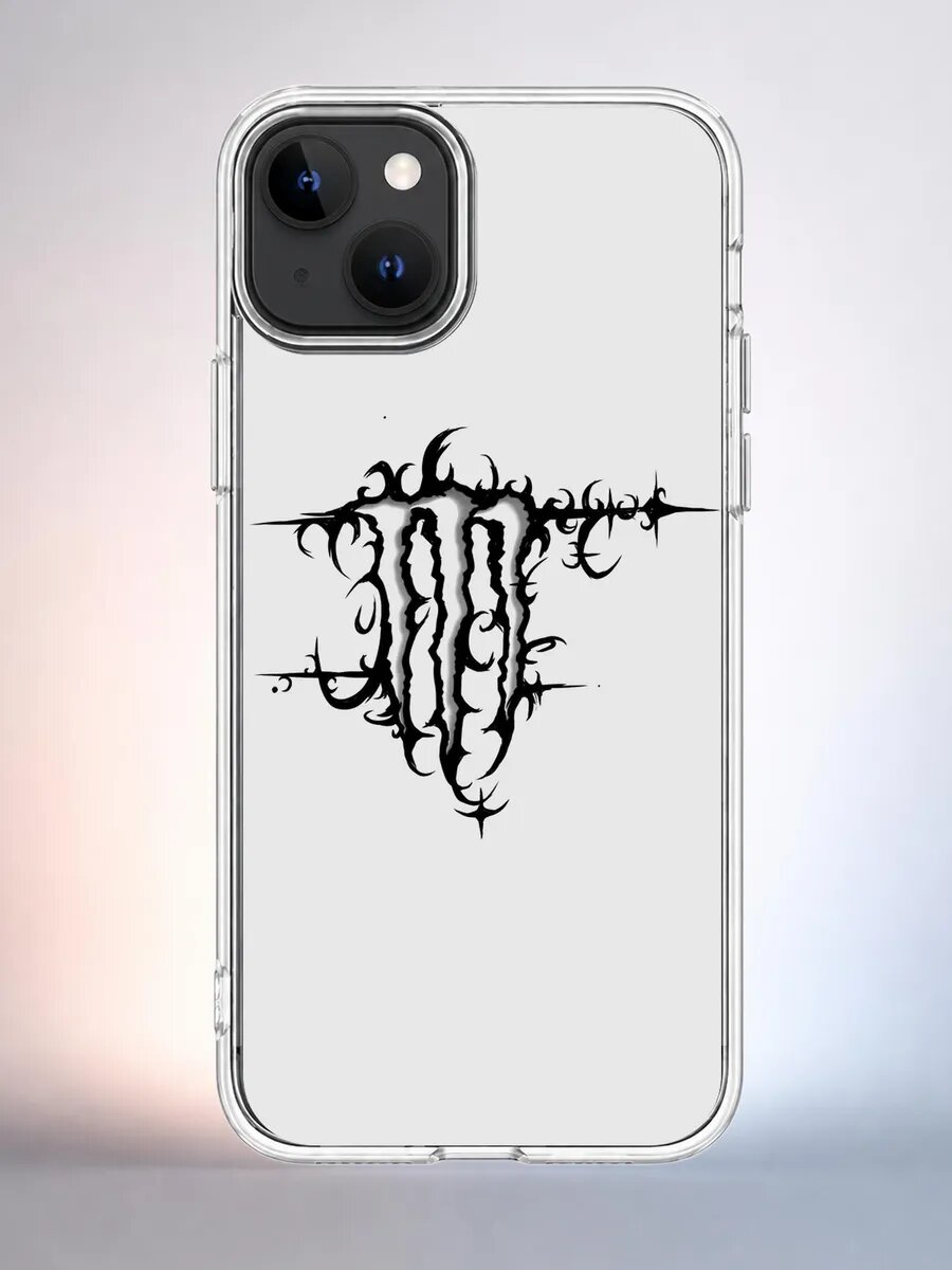 Чехол iPhone 13 monster лого силиконовый прозрачный