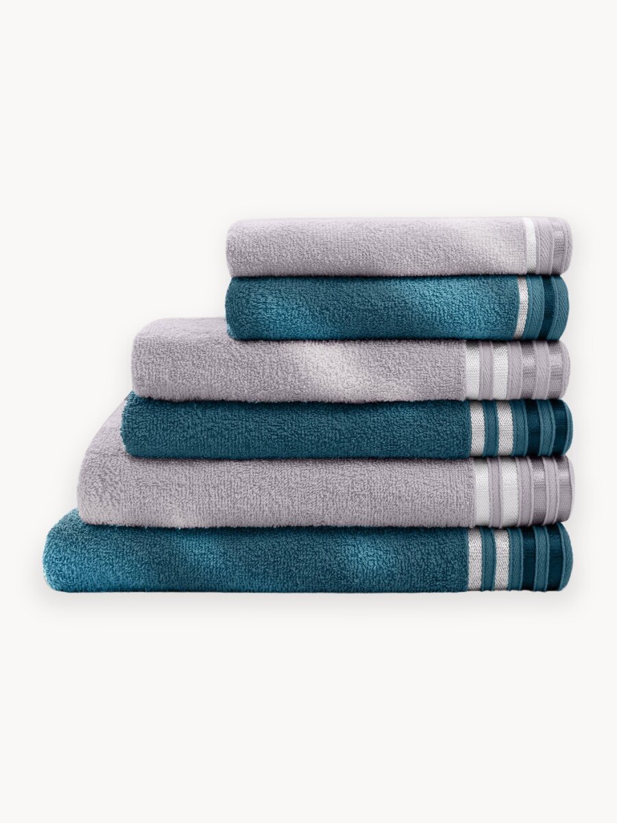Набор махровых полотенец Василиса Селена 30х60, 50х80, 70х130, 6шт, Серый, Изумруд