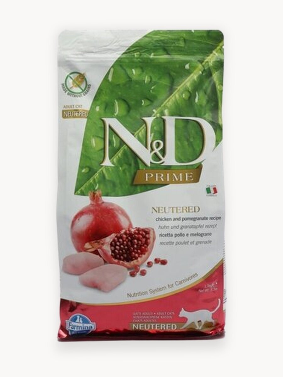 Корм Farmina "N&D Primе", для стерилизованных, цыпленок и гранат 1,5 кг