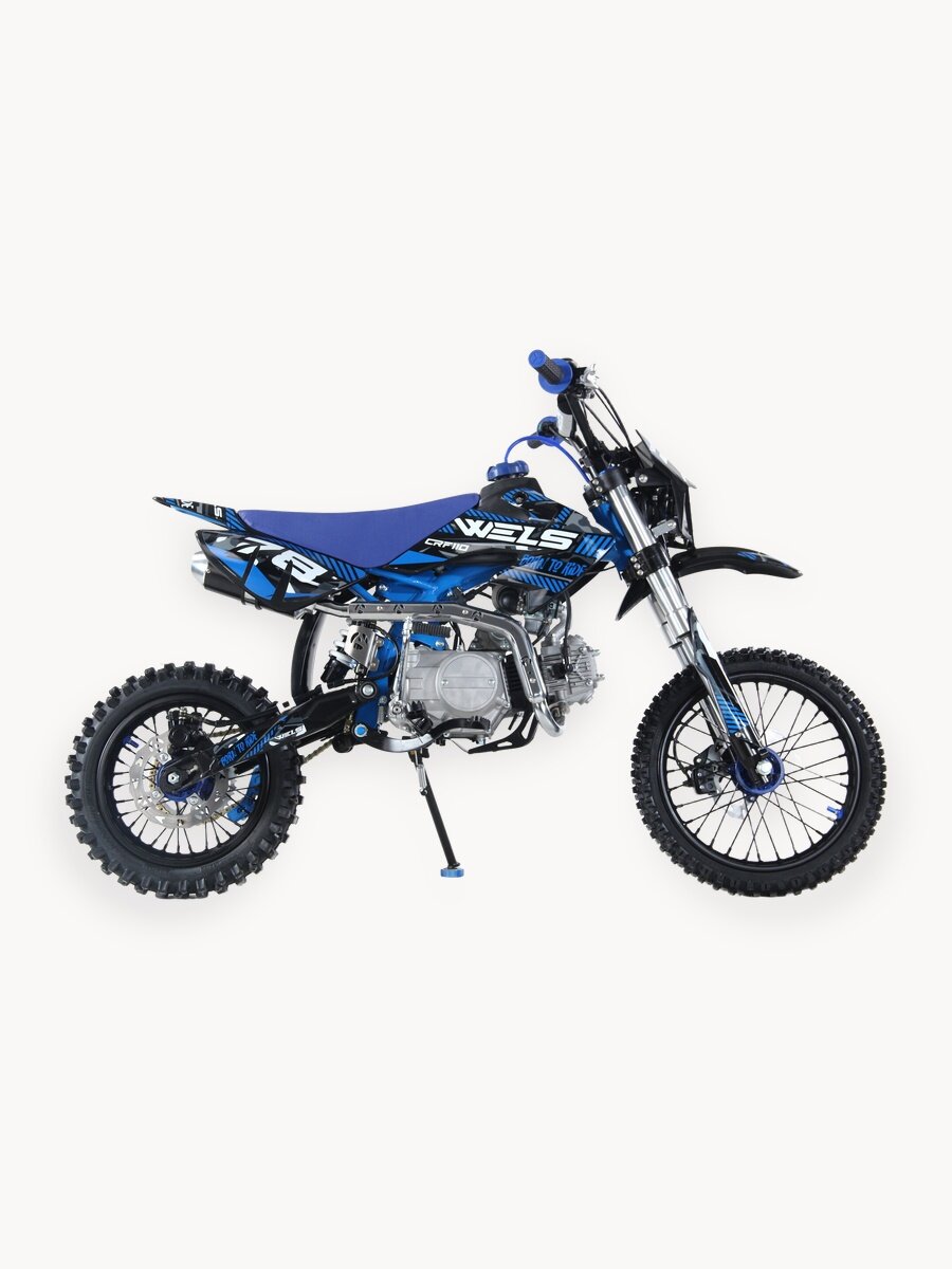 ПитБайк WELS CRF 110 см³, 9 л. с, колеса 14/12, полуавтомат, Синий