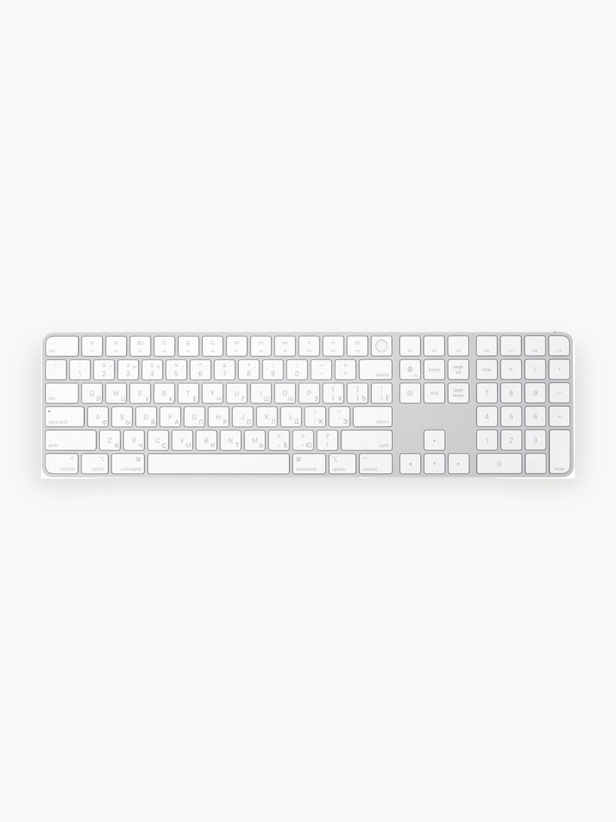 Беспроводная клавиатура Apple Magic Keyboard Touch ID + Num Silver | MXK73 USB-C, Белая, Русская гравировка