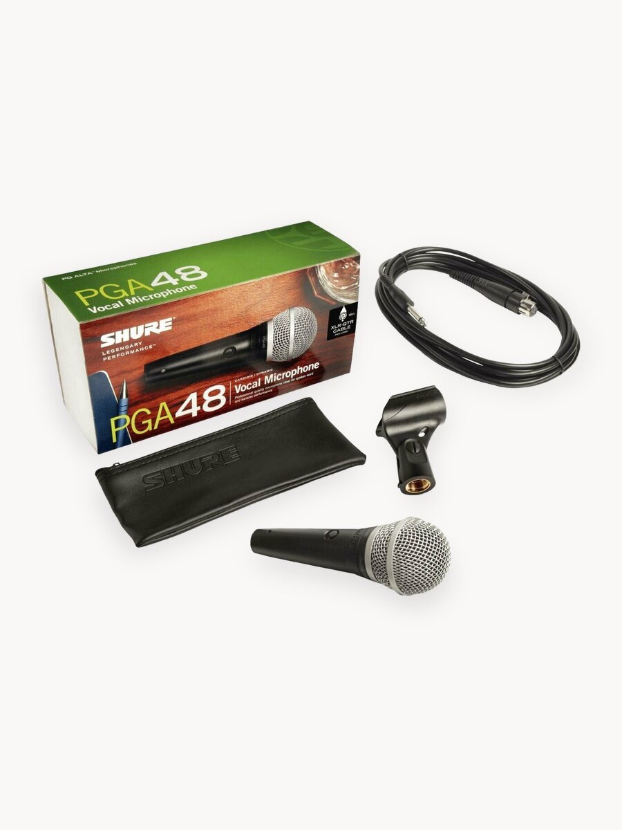 SHURE PGA48-QTR-E кардиоидный вокальный микрофон c выключателем, с кабелем XLR -1/4`