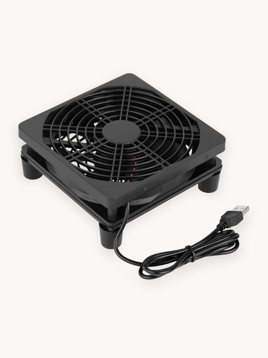 Внешний кулер для ТВ-приставок и мини-устройств / черный / USB