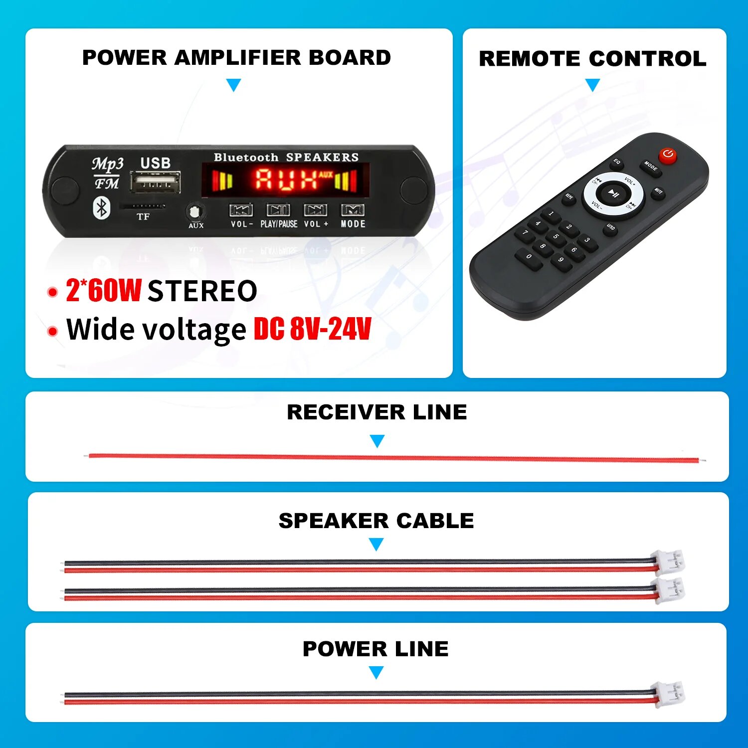ARuiMei автомобильный MP3-плеер Bluetooth 5.0 60 Вт 60w1