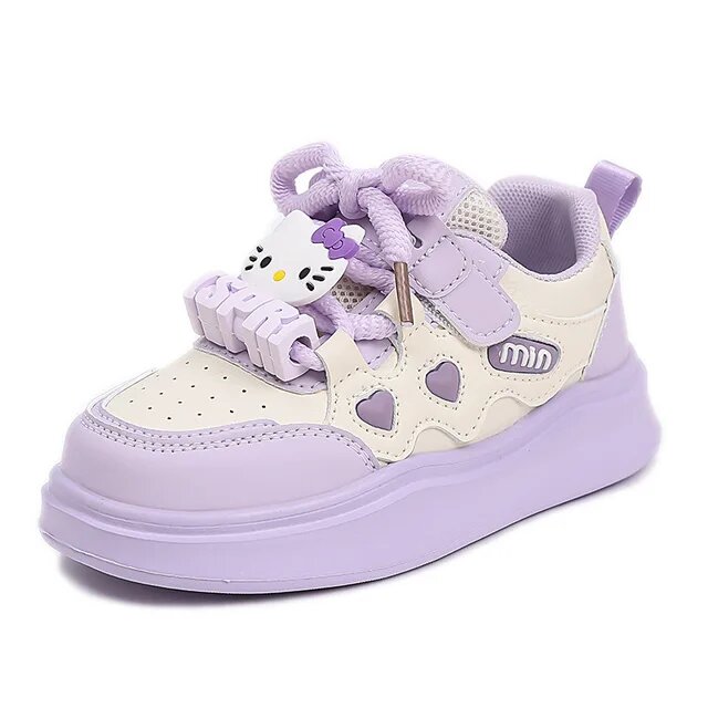 Повседневная обувь Sanrio Hello Kitty для девочек, новый стиль, кроссовки для бега на весну и осень, детская обувь для ходьбы, модная обувь Kawaii для сноубординга