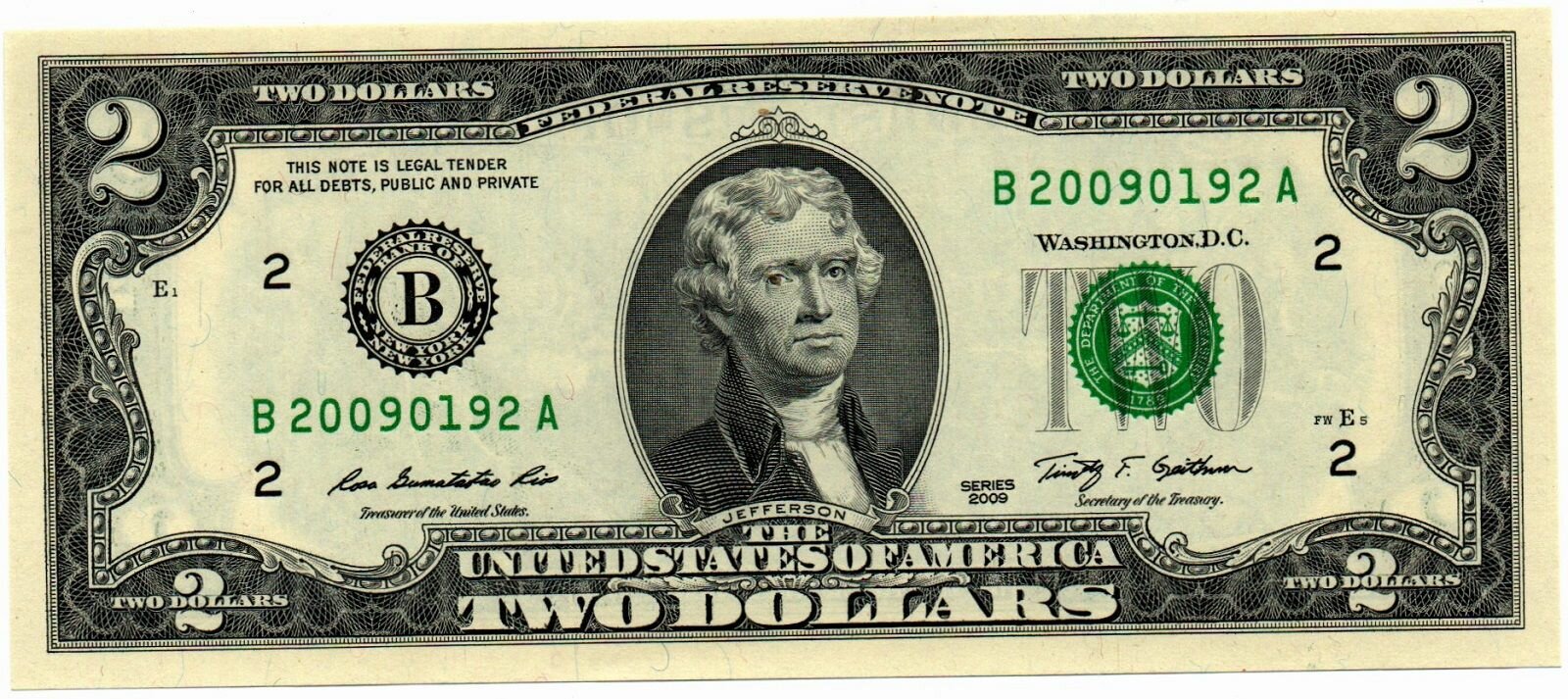 2 доллара 2009 год США 2009 01 92