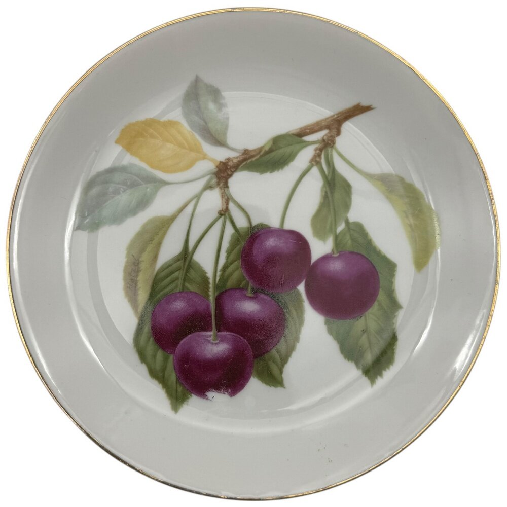 Тарелка "Фрукты Вишня", 17 см , фарфор, 1939-1964 гг, Hutschenreuther, Бавария, Германия