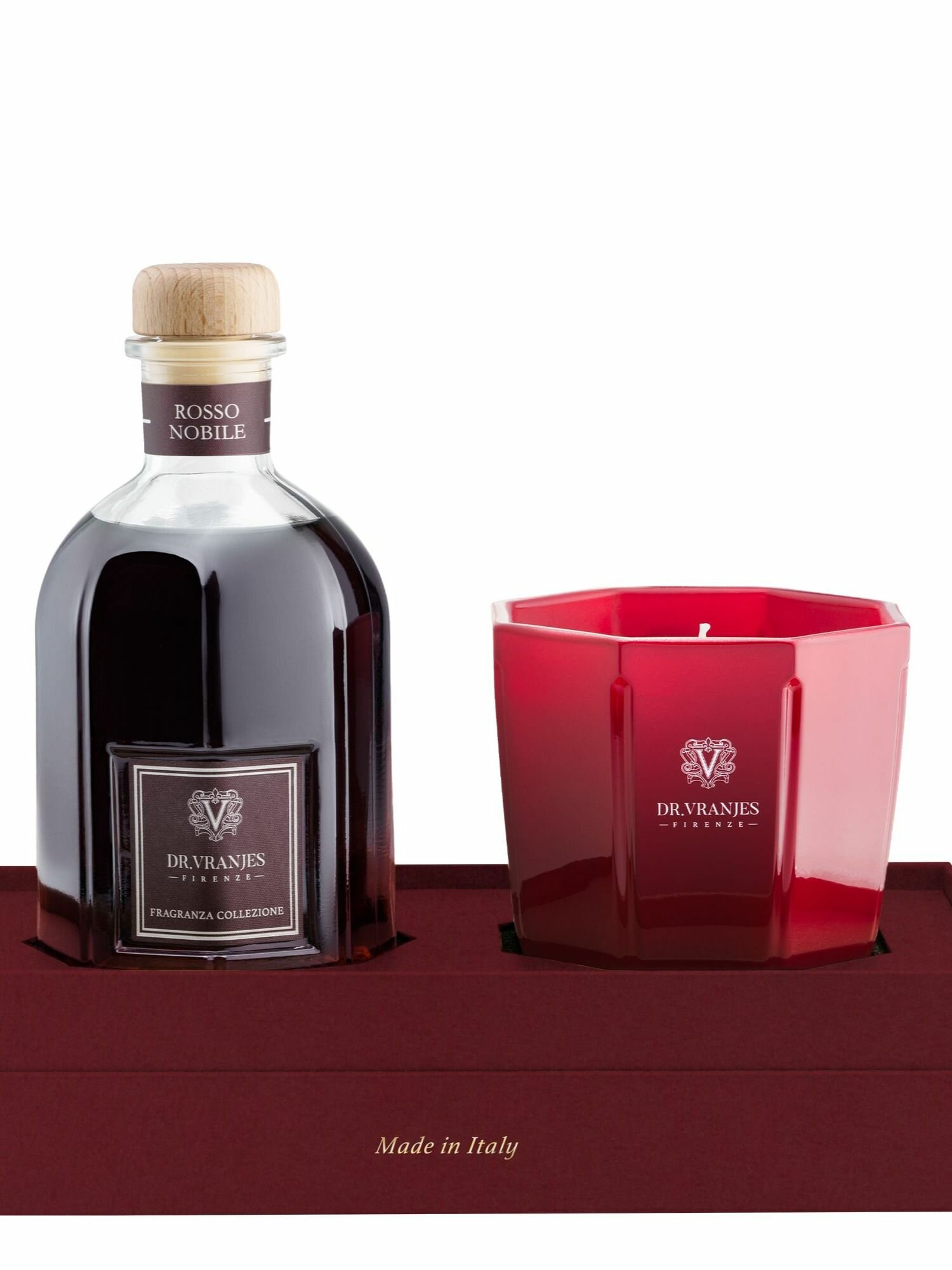 Dr.Vranjes - Gift Box Rosso Nobile 250 ml + Rosso Nobile Candle 80 gr Диффузор (Благородное красное вино) ароматизатор для дома 250 мл + 80 гр Свеча