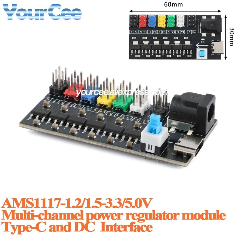AMS1117 Multi-channel Power Regulator Module Type-C, Color: AMS1117 Type-C