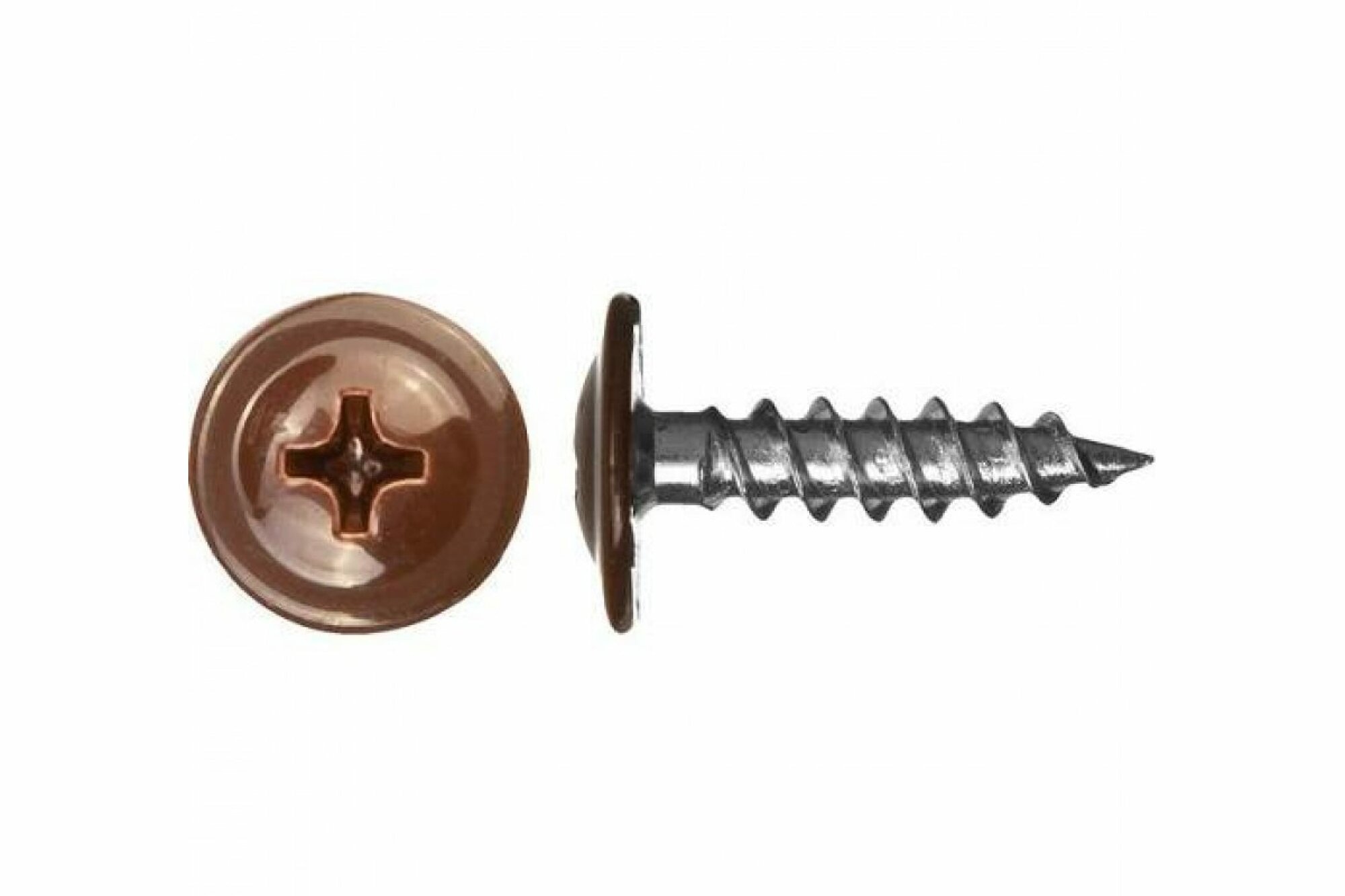 Саморез прессшайба 4,2х32 острый , стальной , крашеный RAL8012 "МастерБолтиков" ( 250 шт )