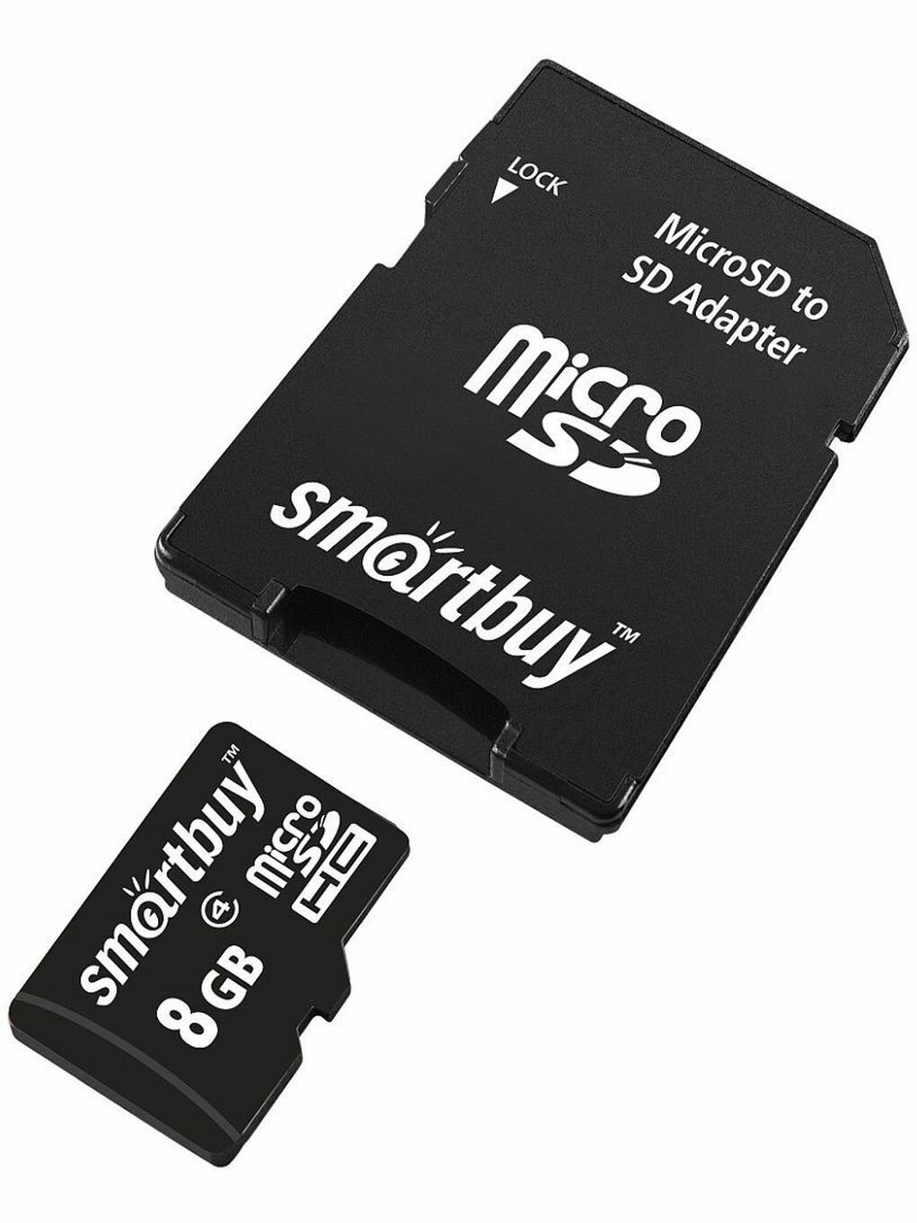 8 ГБ Карта памяти SmartBuy microSDHC Сlass 4, с адаптером SD