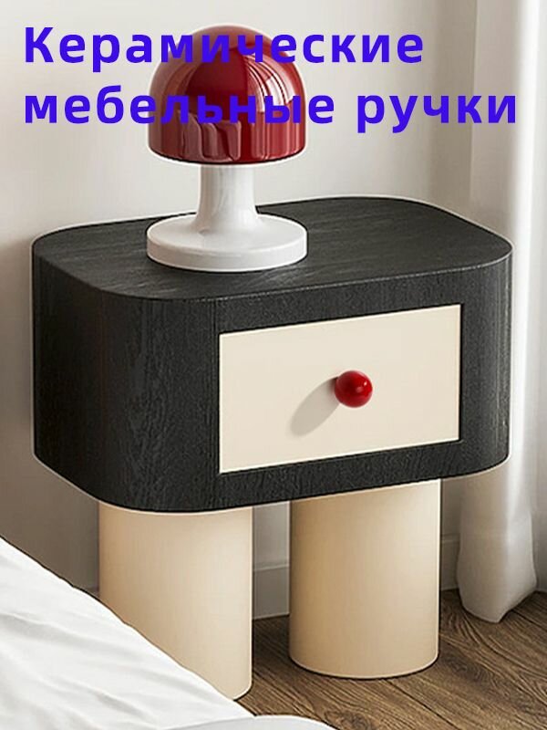 4 красные круглые керамические ручки для мебели, одно отверстие, диаметр: 32 мм