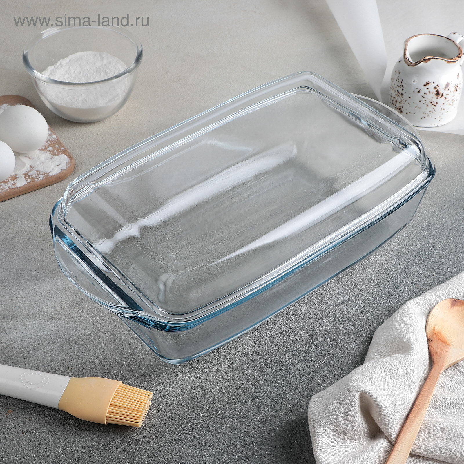 Форма для запекания Borcam, 2.8 л, с крышкой, жаропрочное стекло, прозрачная