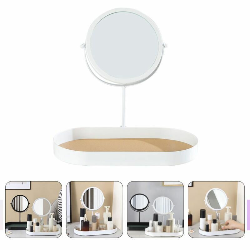 Зеркало для макияжа с подставкой для хранения, туалетный столик с подсветкой, косметика, устойчивый к износу стол