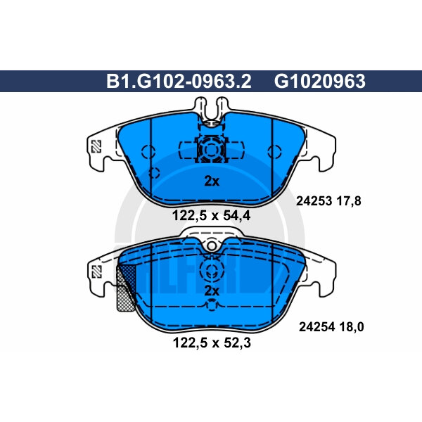 Колодки тормозные к-т дисковый тормоз для автомобиля, GALFER B1. G102-0963.2 (1 шт.)