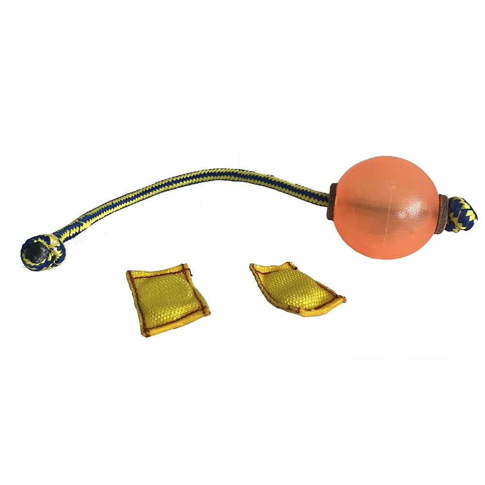 Магнитный мяч для дрессировки собак, мягкий мяч оранжевого/синего цвета с веревкой