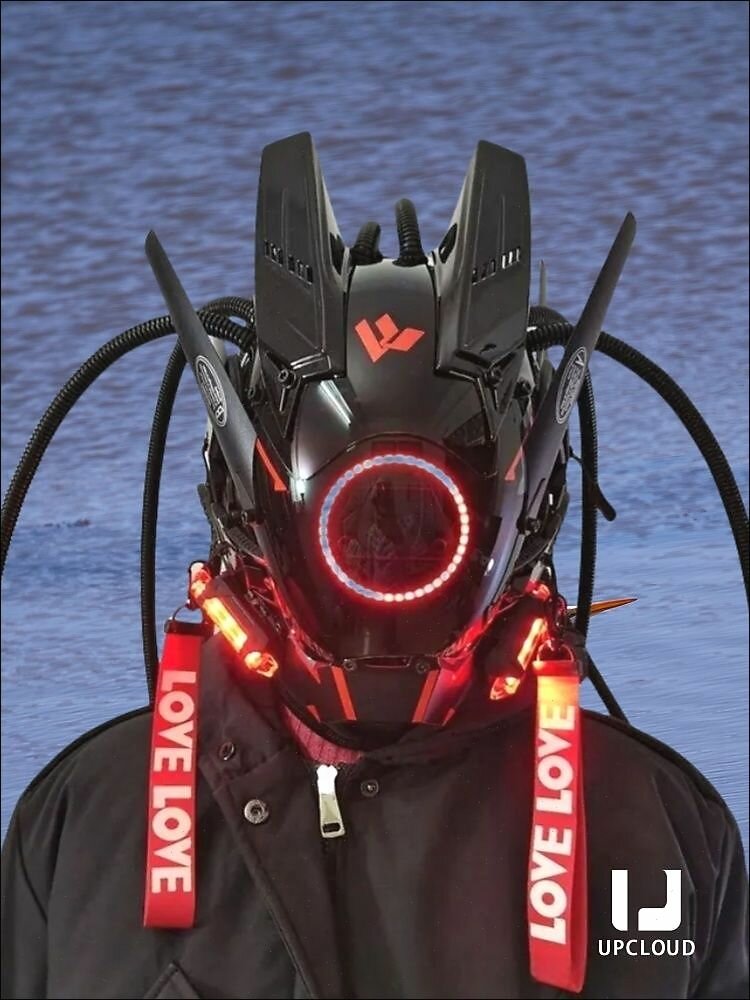 Маска в стиле киберпанк/светодиодная подсветка/UPCLOUD-металлические грязные косички