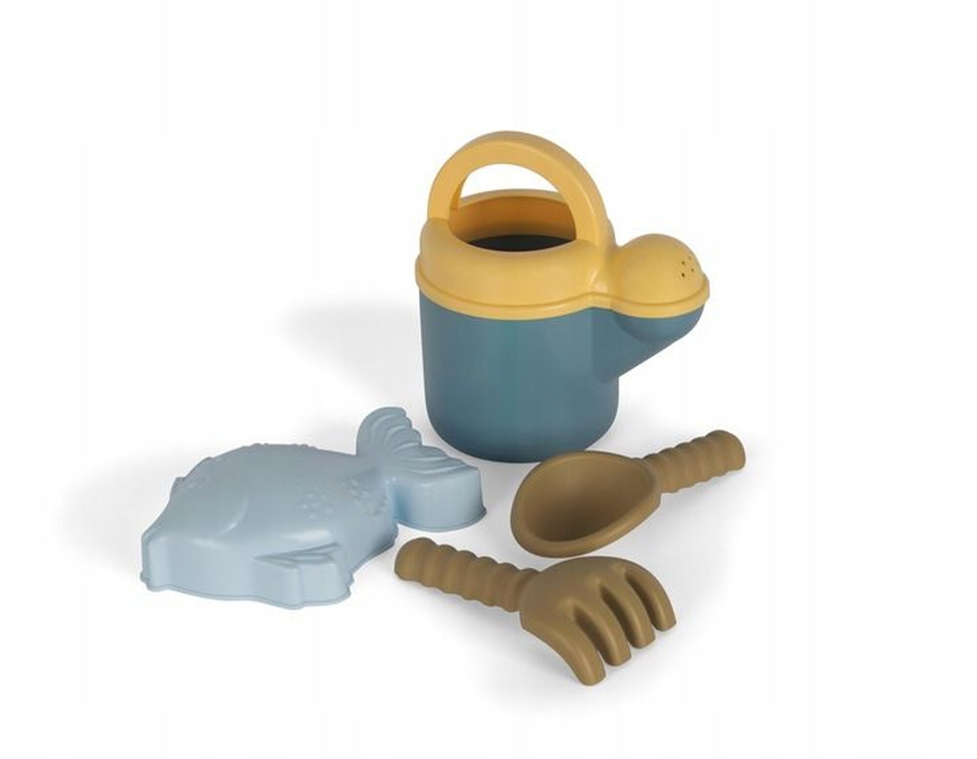 Игрушки для песочницы Dantoy BIO - Игровой набор лопатка, грабли, формочка и сито 4эл. - Дантой 5612