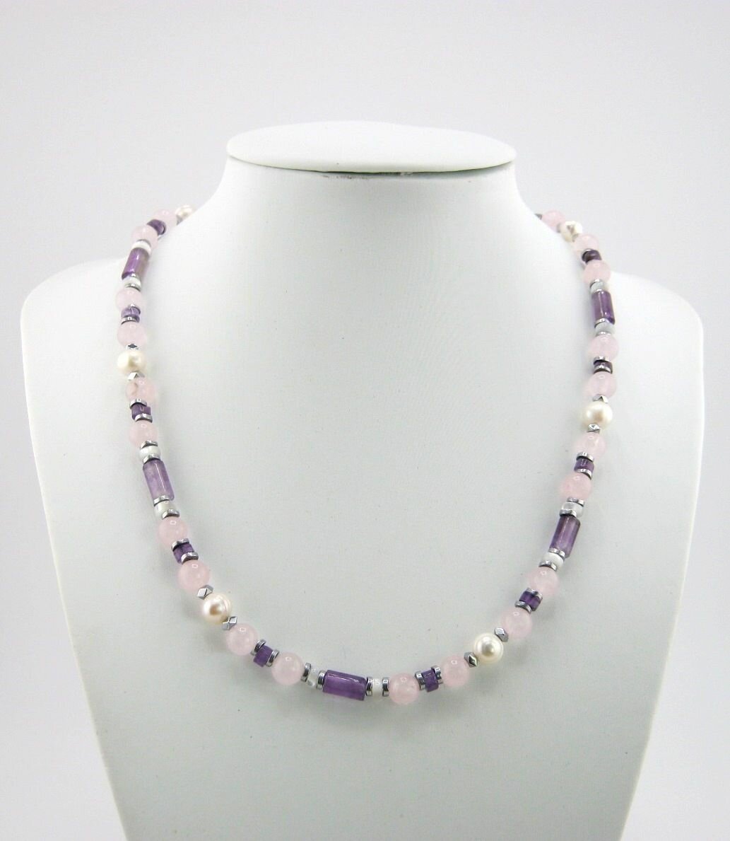 Чокер, аметист, перламутр