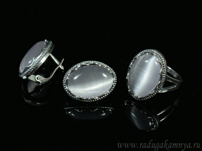 Комплект бижутерии: кольцо, кошачий глаз