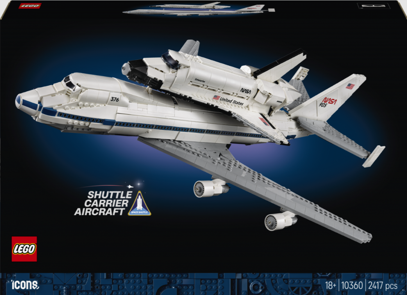 Конструктор LEGO Icons 10360 Самолет-носитель шаттла, 2417 дет. Shuttle Carrier Aircraft