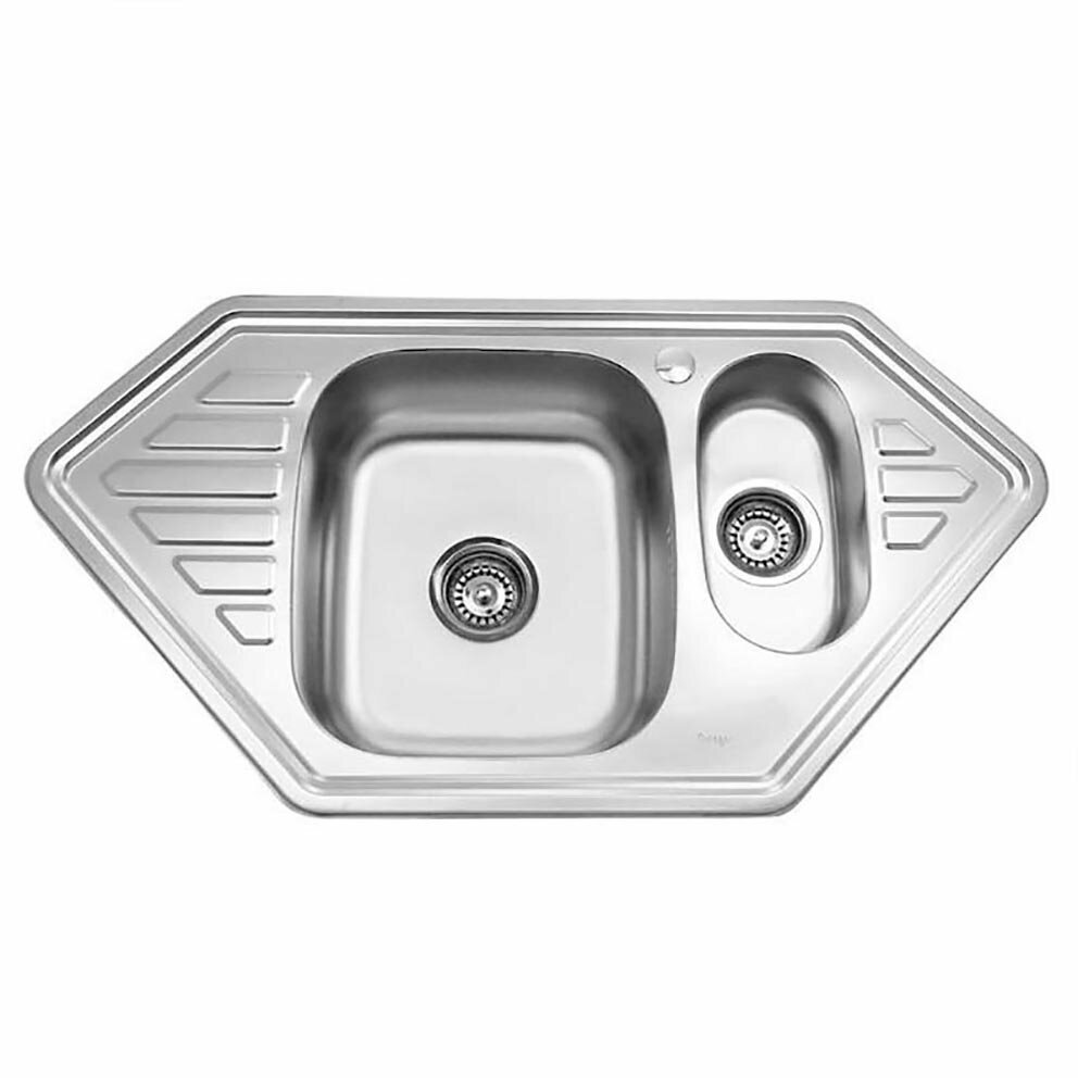 Мойка кухонная врезная из нержавеющей стали двойная 95х50 см. SINKLIGHT N 9550C 0.8/180 1.5D декор