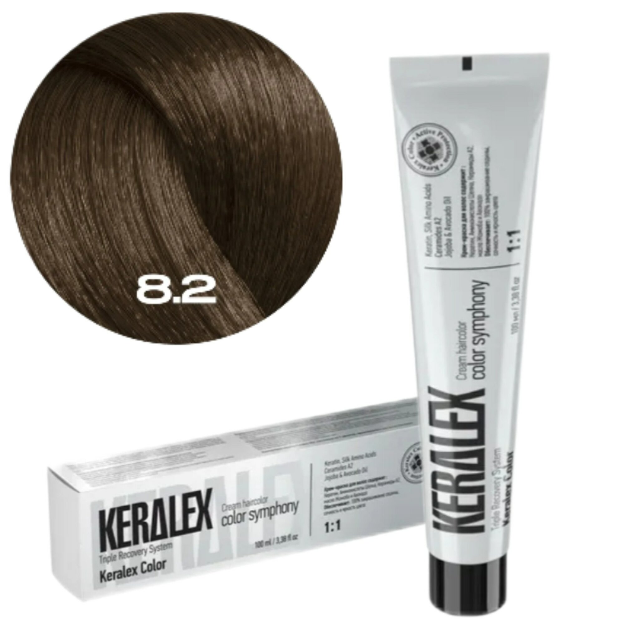 Профессиональный краситель 8.2 Средний блондин пепельный, 100 мл /Keralex Color