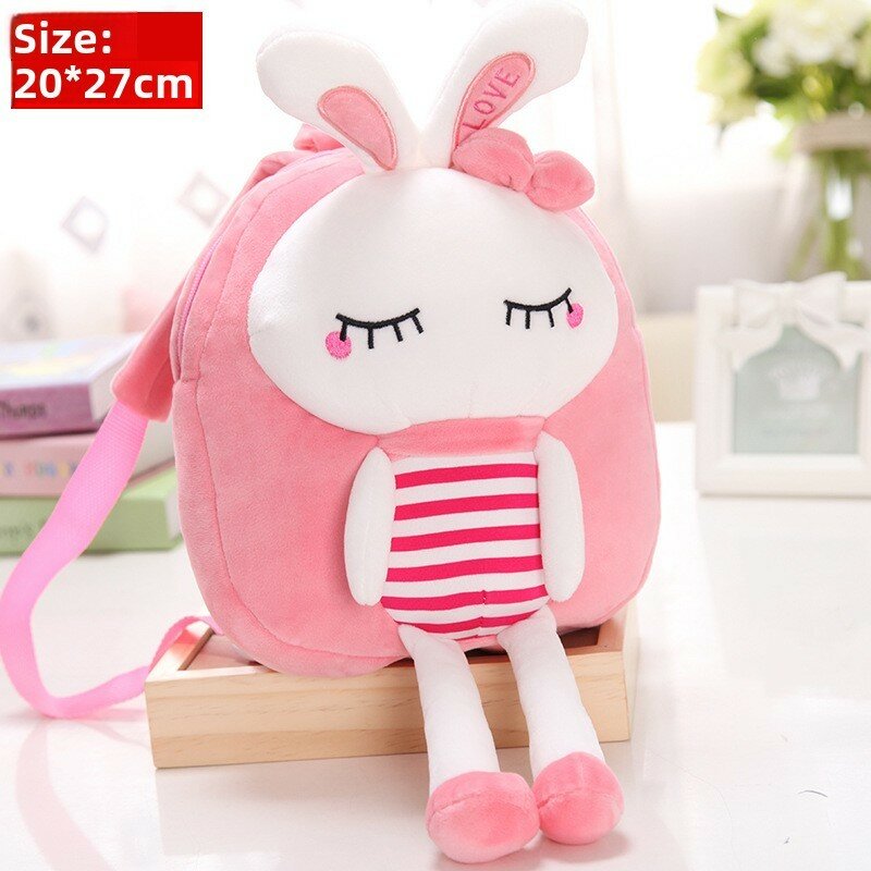 Backpack for kids cat plush striped with soft plush fabric for kindergarten and daycare