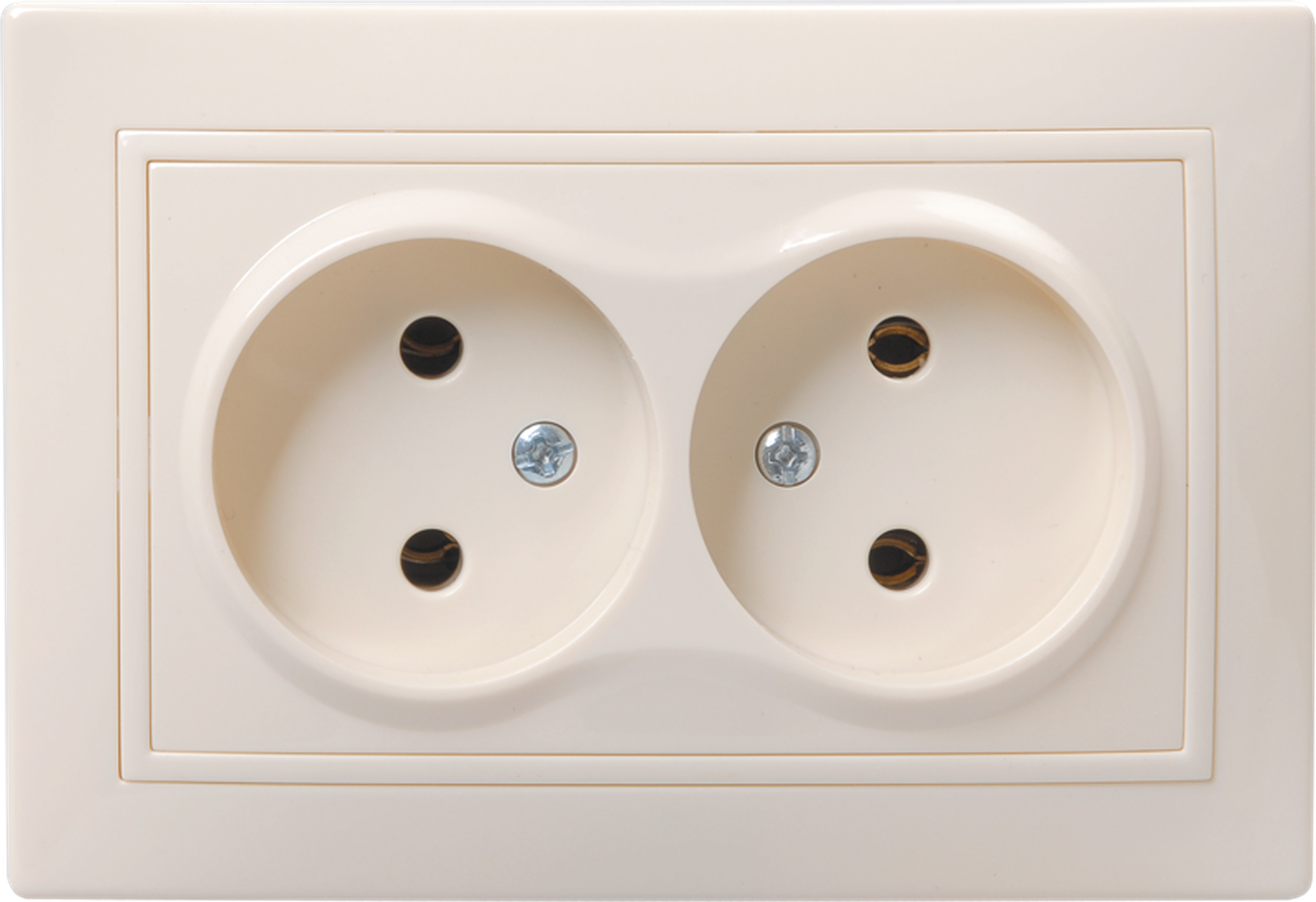 Розетка 2-местная РС12-2-Км без заземляющего контакта без защитной шторки 10А керамика кварта кремовый GENERICA