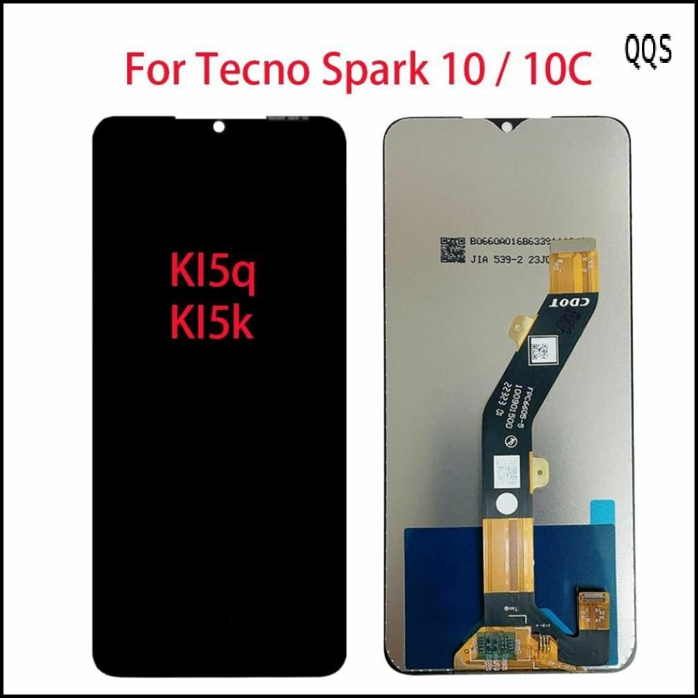 Дисплей для Tecno Spark 10 Spark 10C; KI5q Дисплей для в сборе с тачскрином Чёрный