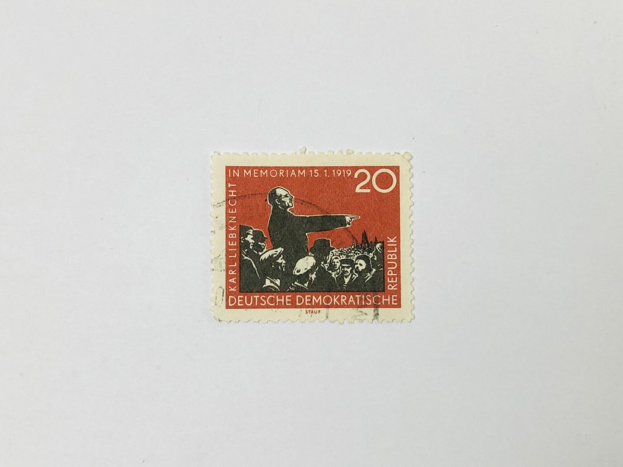 Почтовые марки 40 лет со дня смерти Либкнехта. Карл Либкнехт (1871-1919), политик. Персоналии. Германия (ГДР). 1959. Михель: DD 675. Гашен