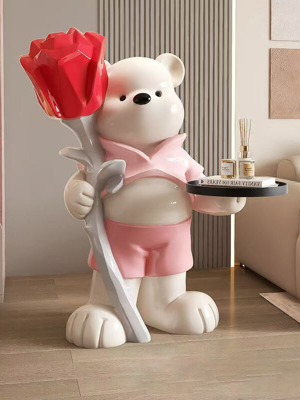 Креативный журнальный столик с цветочным рисунком медведя, современный минималистичный декоративный журнальный столик