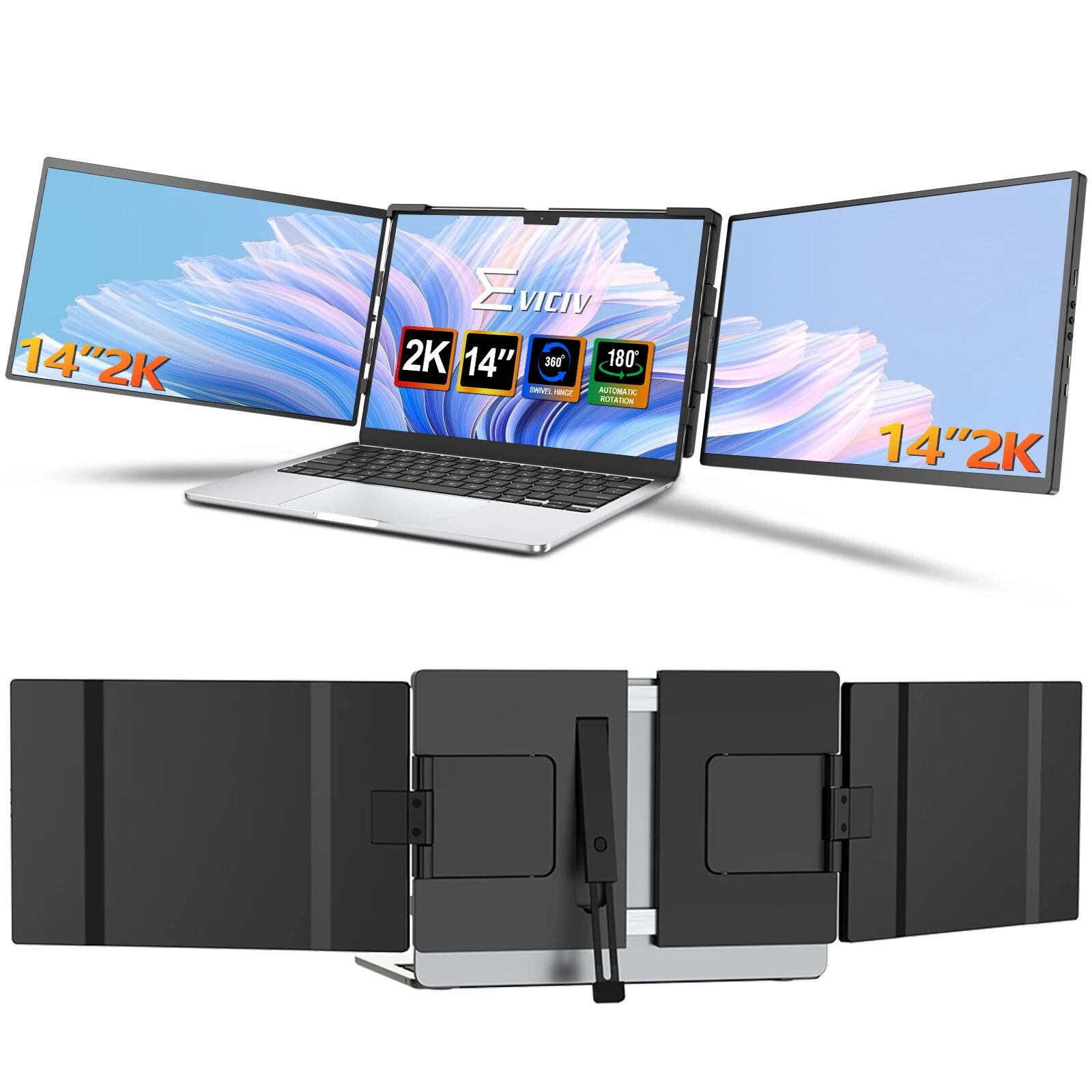 EVICIV тройной монитор 14" 2K для ноутбука