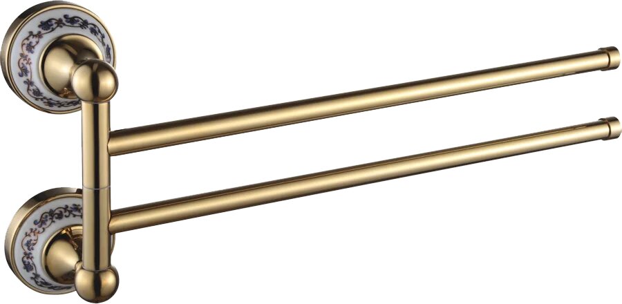 Держатель для полотенец Savol 68 b S-06802B поворотный, золотой, глянцевый, латунный, держатель для полотенец в ванную, двойной, круглый, в стиле ретро