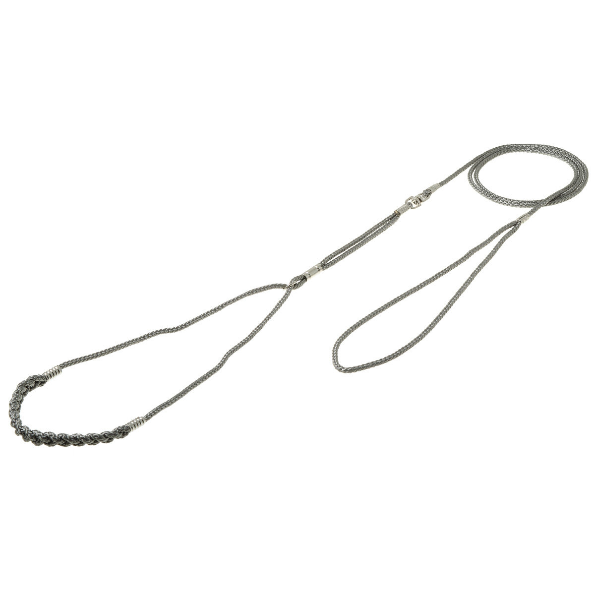 Ринговка для собак и кошек с плетёным расширителем, обхват до 60 см, нейлон ширина 2,5 мм, 120 см, темно-серая ZooOne