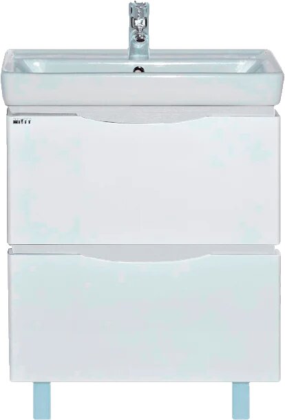 Тумба под раковину без столешницы Misty Венера 70 с ножками, белая, глянцевая, из МДФ, тумба для ванной, с ящиками, с доводчиками