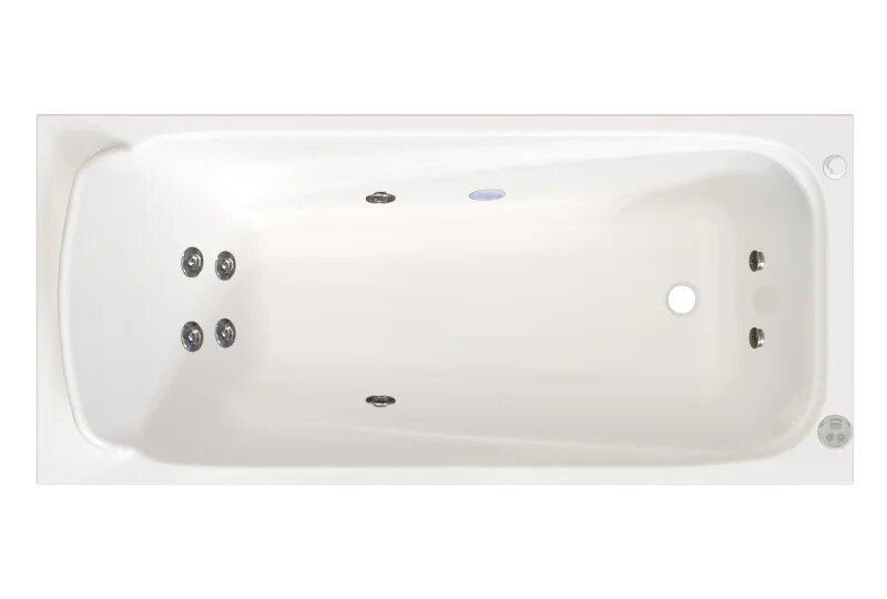Акриловая ванна Radomir Роза Релакс 169x77, с каркасом, с экраном, пристенная, белая, глянцевая, прямоугольная, с гидромассажем, антискользящее покрытие