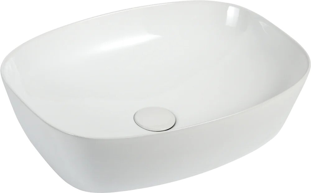 Накладная раковина Orange B08-500W 50 накладная, без отверстия под смеситель, фарфоровая, прямоугольная, раковина для ванной, белая, глянцевая