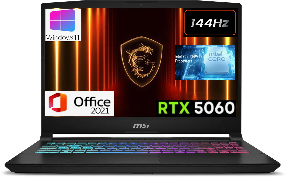 Ноутбук игровой MSI 15.6" IPS 144гц, Core i7-14650HX (до 5.2ггц), 32 GB DDR5, SSD 1 TB, RTX 5060-8 GB, Win 11 PRO+Office