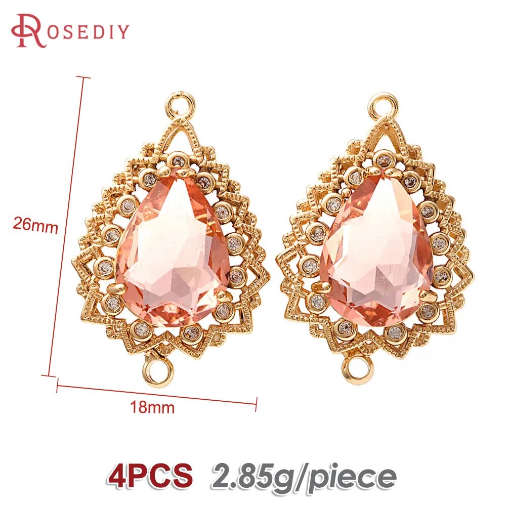 Подвески Rosediy из латуни и циркония 18-каратного золота 53926-Orange Pink
