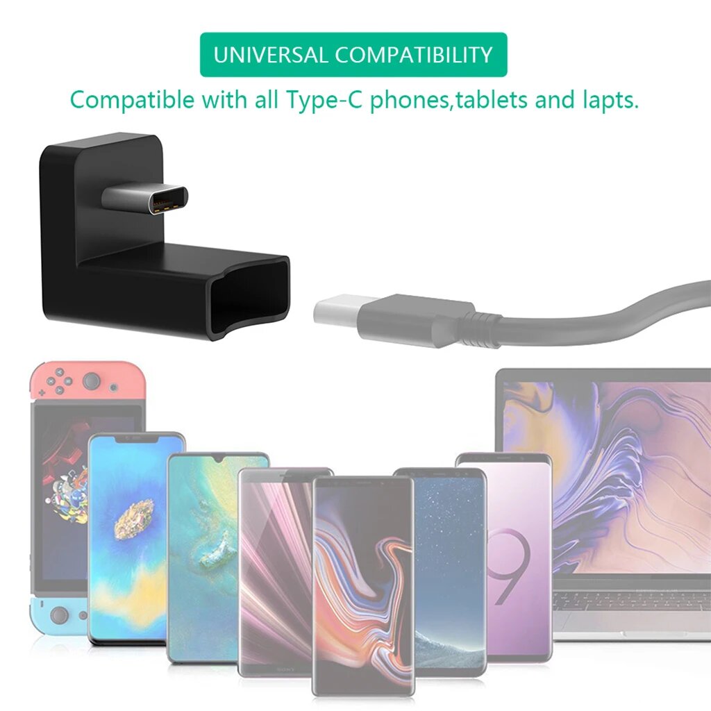 Адаптер USB C типа C «папа-мама» 90-градусный угловой адаптер USB 3.1 для ПК, ноутбука, планшета и мобильного телефона
