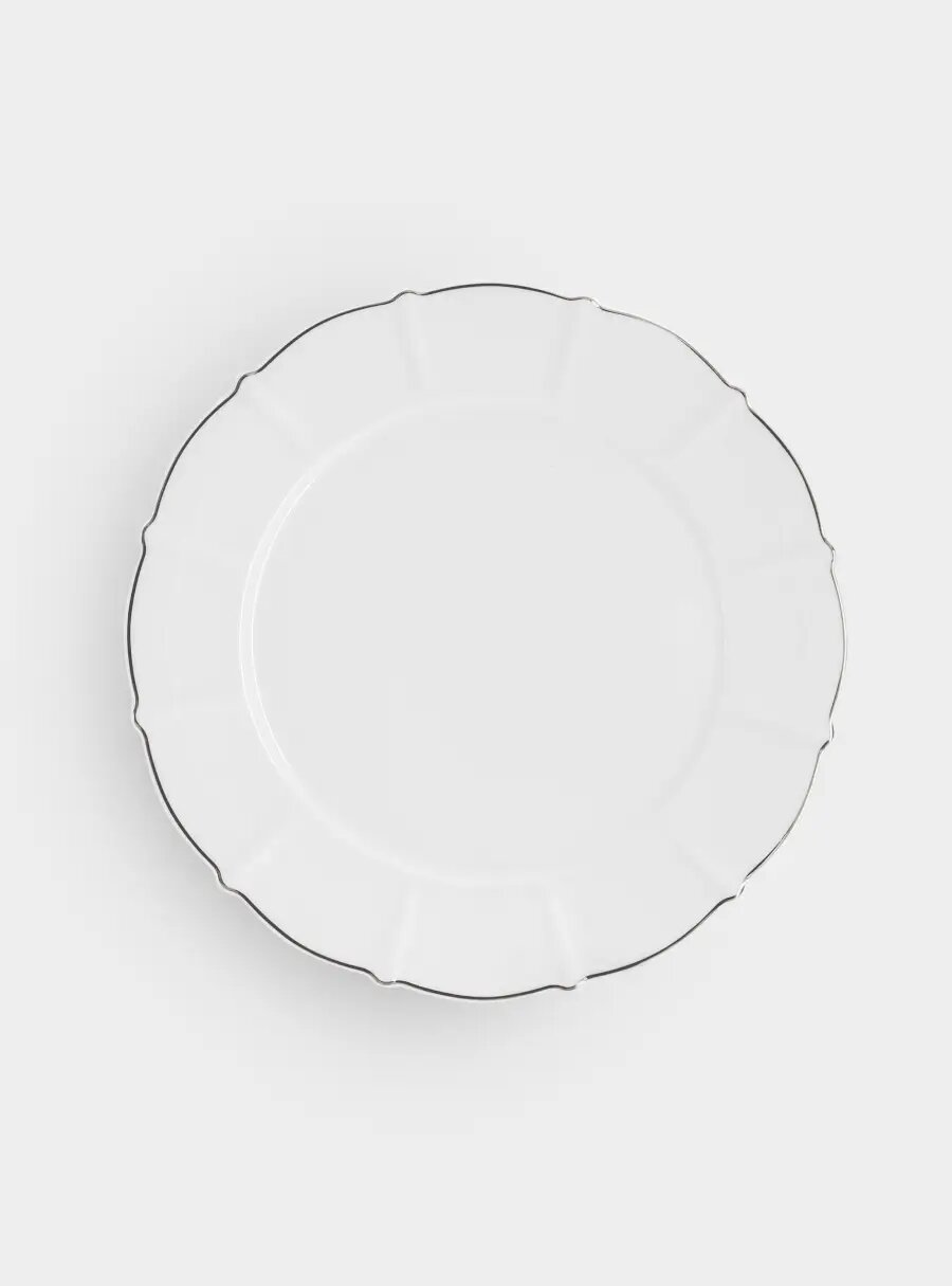 Тарелка закусочная, 21,5 см, фарфор F, белая, с серебристым кантом, Lotus silver