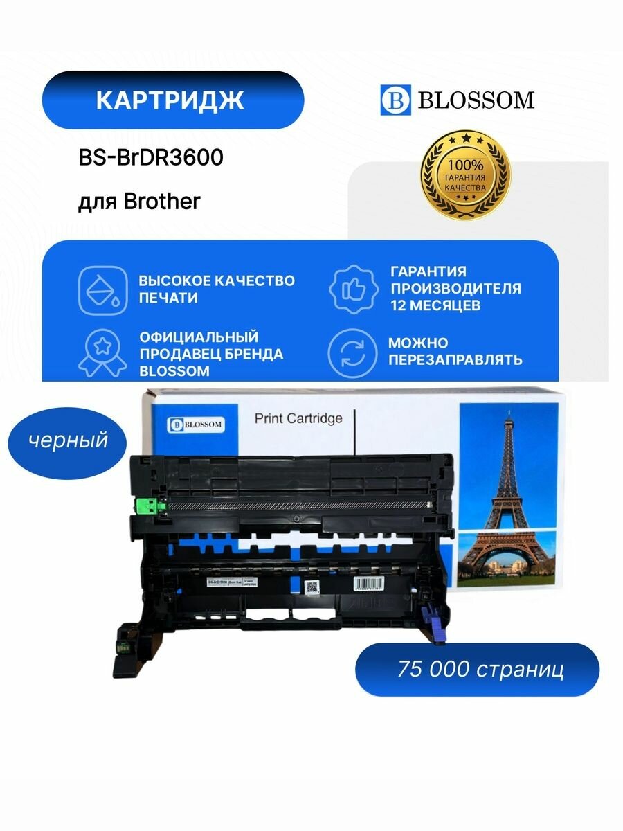 Драм-картридж Brother DR-3600 для HL-L5210/6210/6410/MFC-L5710/6710/6910/6915, Bk, 75K, Blossom