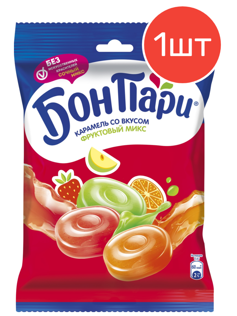 Леденцы Бон Пари со вкусом Фруктовый микс, 75г 1шт