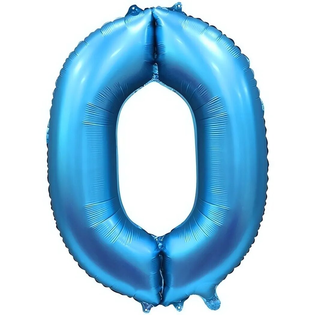 Шар фольгированный 32'/81см «Цифра 0», синий, для праздников, блестящий