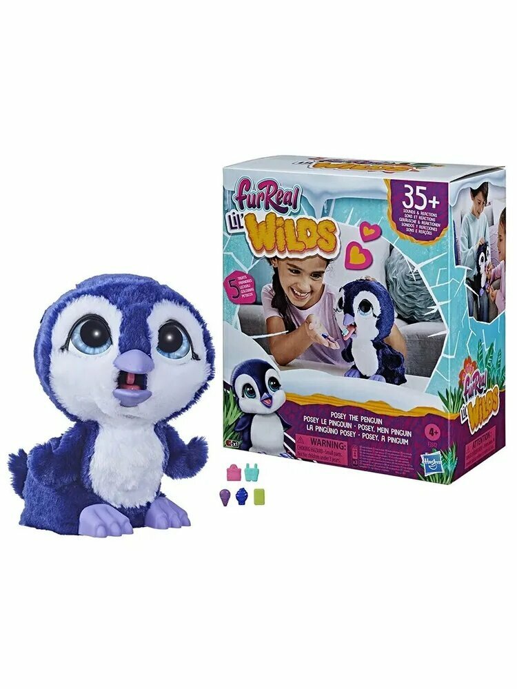 Интерактивная игрушка Hasbro FurReal Friends Lil' Wilds Posey the Penguin / Детский плюшевые игрушки пингвин с 35 видами звуков и реакций, подходящий для детей от 4 лет и старше