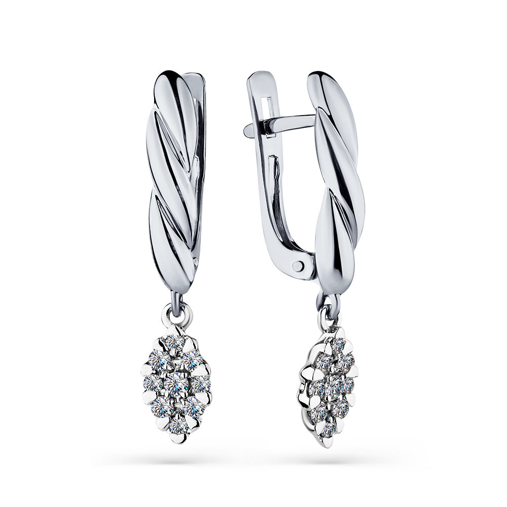 Серьги, белое золото, 585 проба, бриллиант